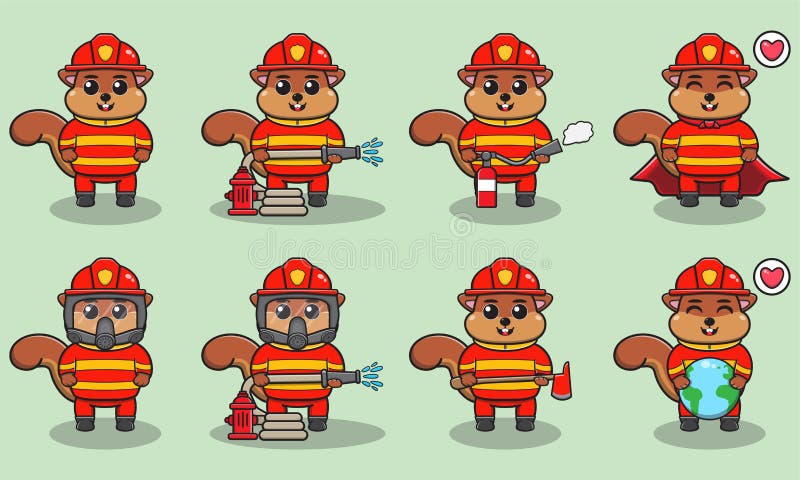 Vector Illustration of Squirrel Firefighters Stock Vector ...