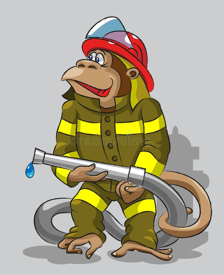 Monkey - fireman stock vector. Illustration of suit, protection - 31139050