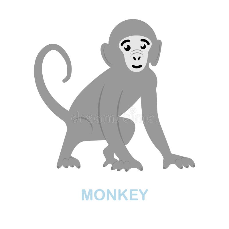Monkey Flat Icon. Colored Element Sign from Wild Animals Collection ...