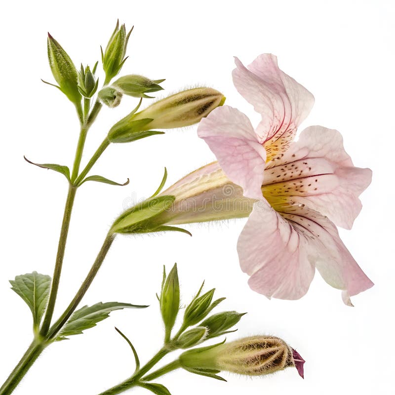 Monkey Flower Flower in White Background Closeup View of a Pink Flower ...