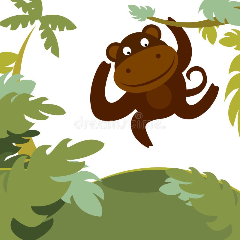 Monkey in forest stock vector. Illustration of silhouette - 21743758