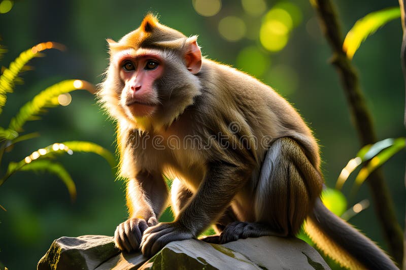 Monkey in forest stock illustration. Illustration of appreciation ...