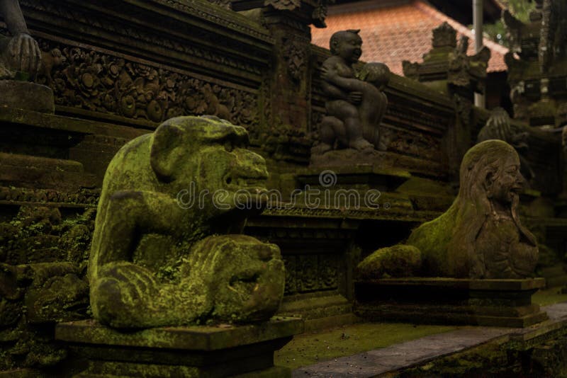 Statue of an Ancient Deity in the Sacred Monkey Forest, Ubud, Bal ...