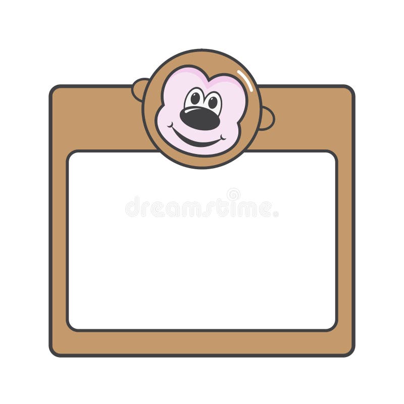 Monkey with Frame for Banner, Poster, and Greeting Card Stock Vector ...