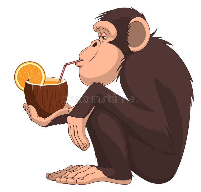 Monkey with a Fruit Cocktail Stock Vector - Illustration of cheer ...