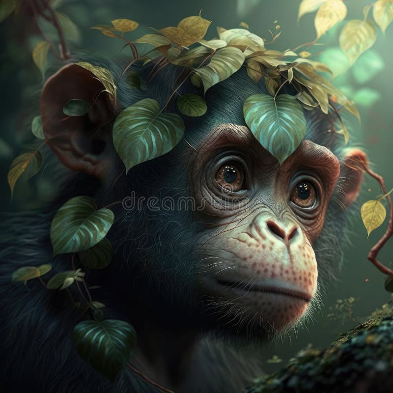 Monkey. Generative AI stock illustration. Illustration of chaotic ...