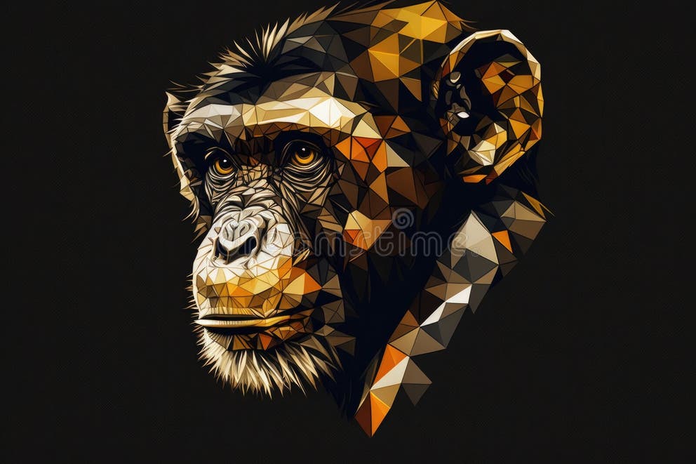 Monkey Geometric Design. Generative AI Stock Illustration ...