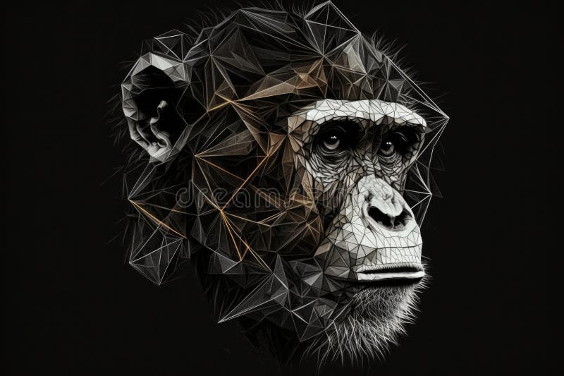 Monkey Geometry only Lines. Generative AI Stock Illustration ...