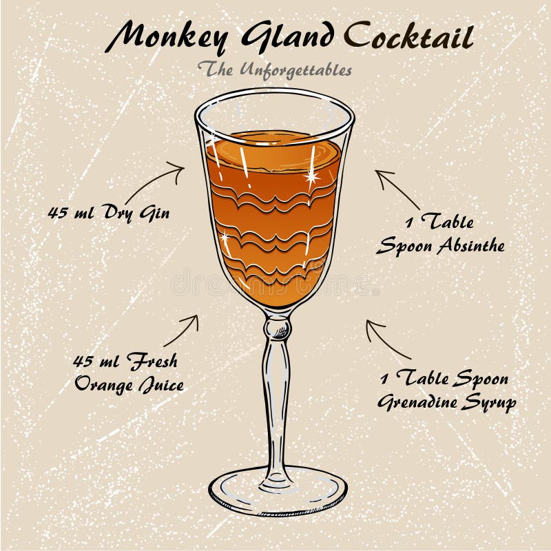 Monkey with a cocktail stock vector. Illustration of happy - 54346284