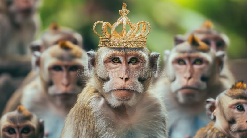 Monkey with a Golden Crown on His Head Stock Photo - Image of diadem ...