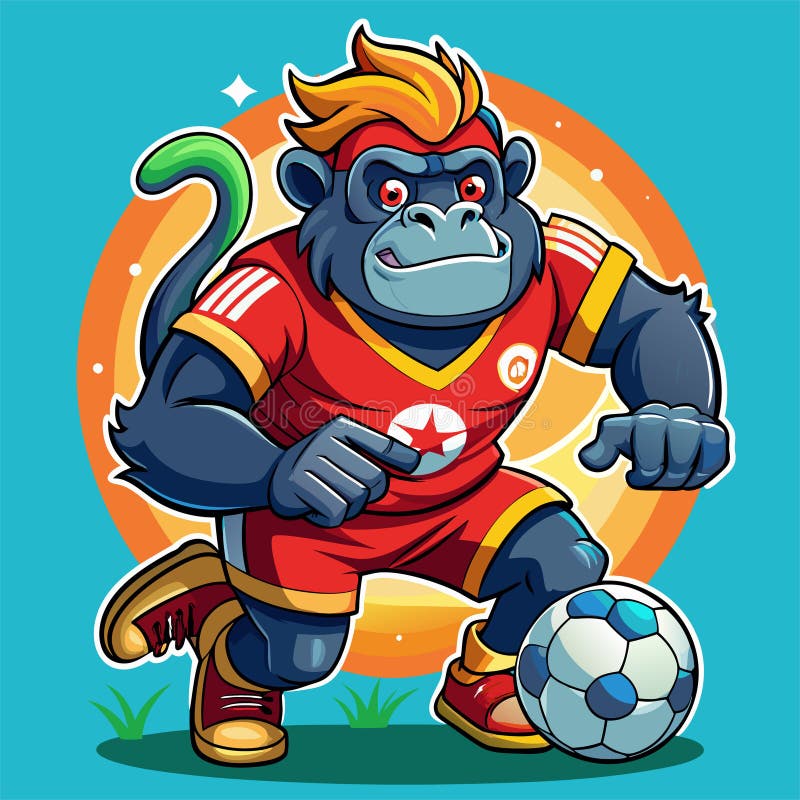 Monkey Gorilla Mascot Football Player Vector Illustration Design Stock ...