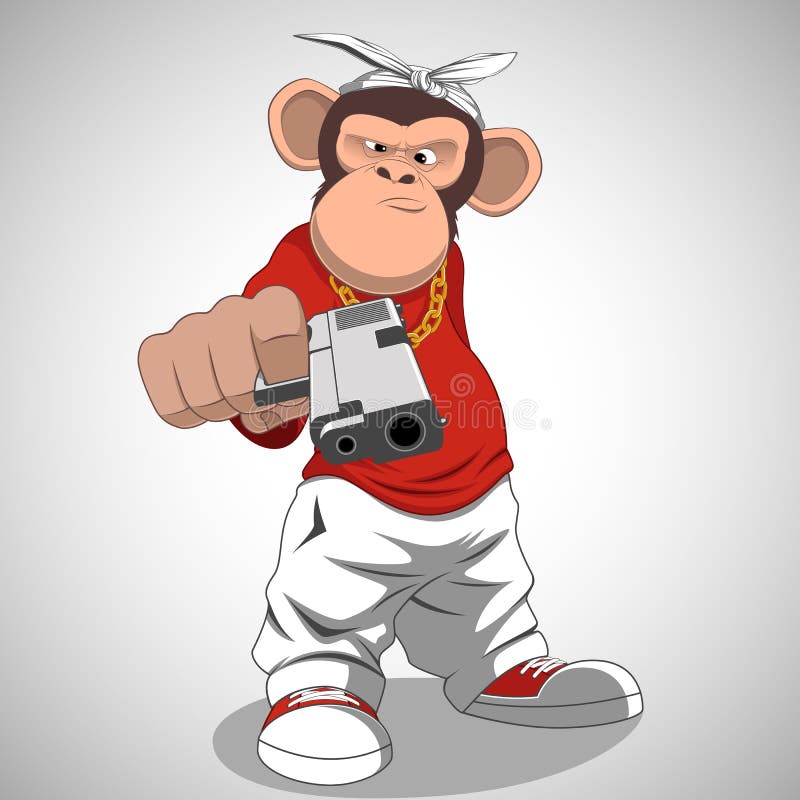 The Monkey with the Machine Gun Stock Vector - Illustration of bullet ...