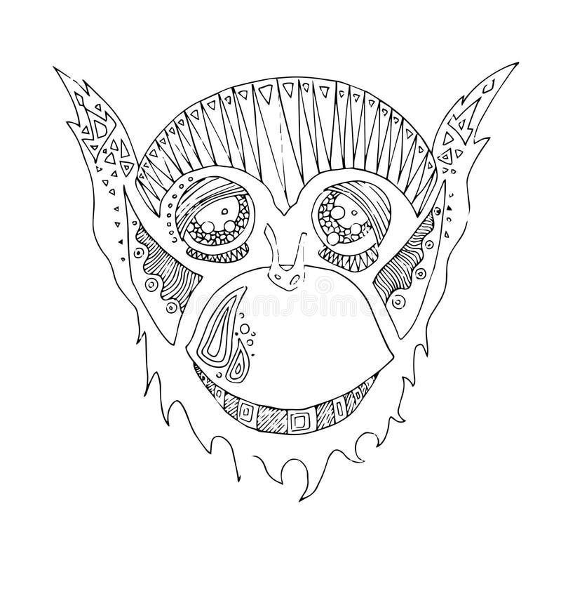 The Monkey Hand Drawing Outline Cartoon for Coloring Stock Vector ...