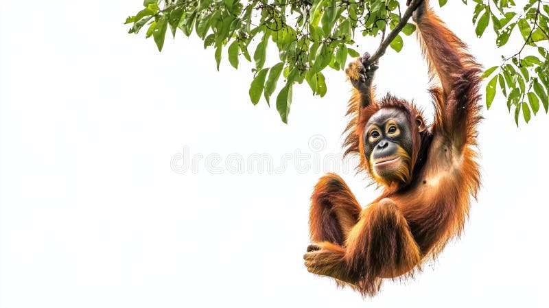 A Monkey Hanging from a Tree Branch with Leaves in the Background, AI ...