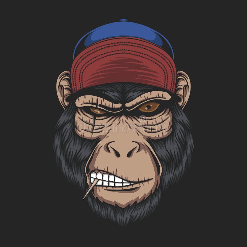 Monkey Head Cap Vector Illustration Stock Vector - Illustration of ...