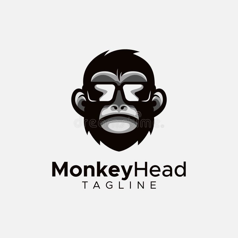 Monkey Head Cartoon Logo Template Stock Vector - Illustration of ...