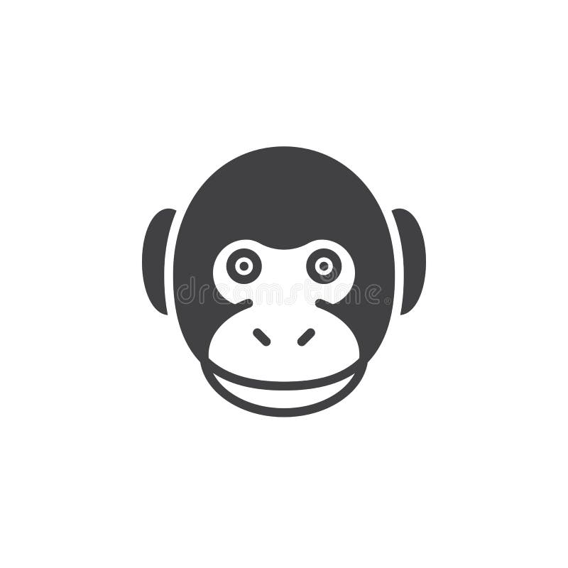 Monkey Head Icon Vector, Filled Flat Sign Stock Vector - Illustration ...