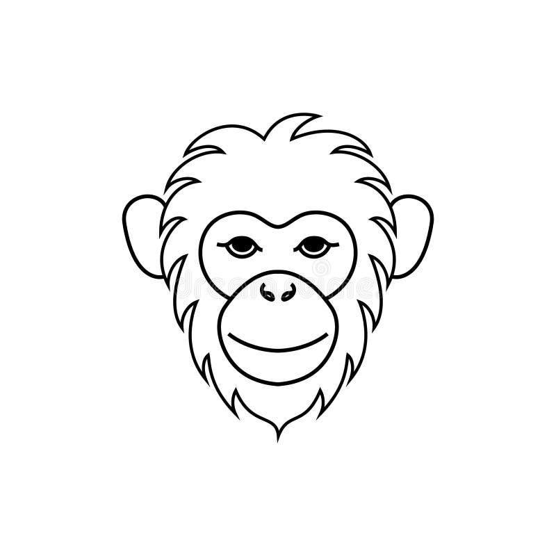 Monkey Head in Line Art Style Stock Vector - Illustration of head ...