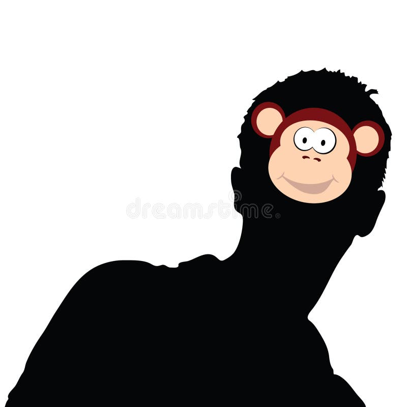 Monkey Head on Man Head Illustration Stock Vector - Illustration of ...