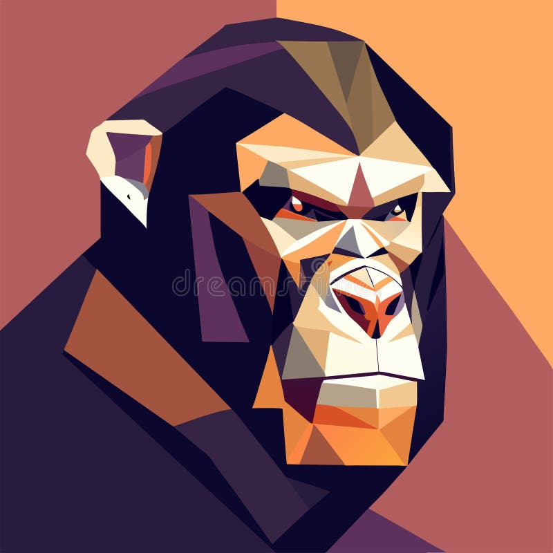 Monkey Head with Red Eyes and Black Spots. Vector Illustration Stock ...