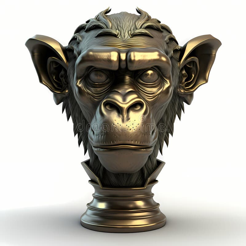 Monkey Head Trophy. Generative AI Stock Illustration - Illustration of ...