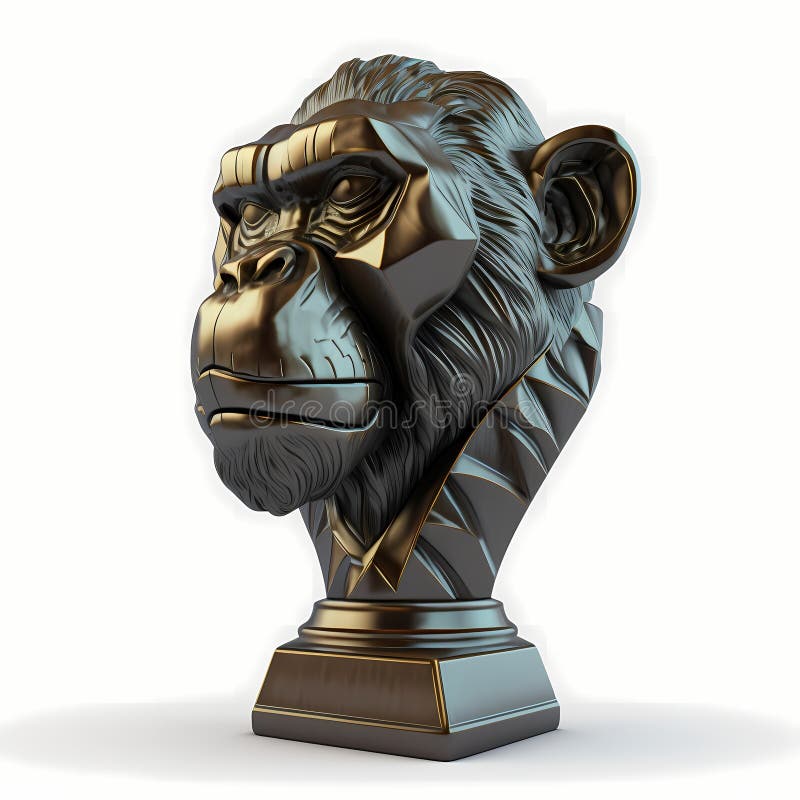 Monkey Head Trophy. Generative AI Stock Illustration - Illustration of ...