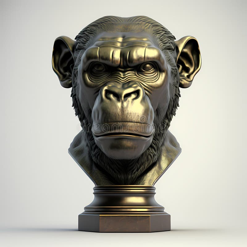 Monkey Head Trophy. Generative AI Stock Illustration - Illustration of ...