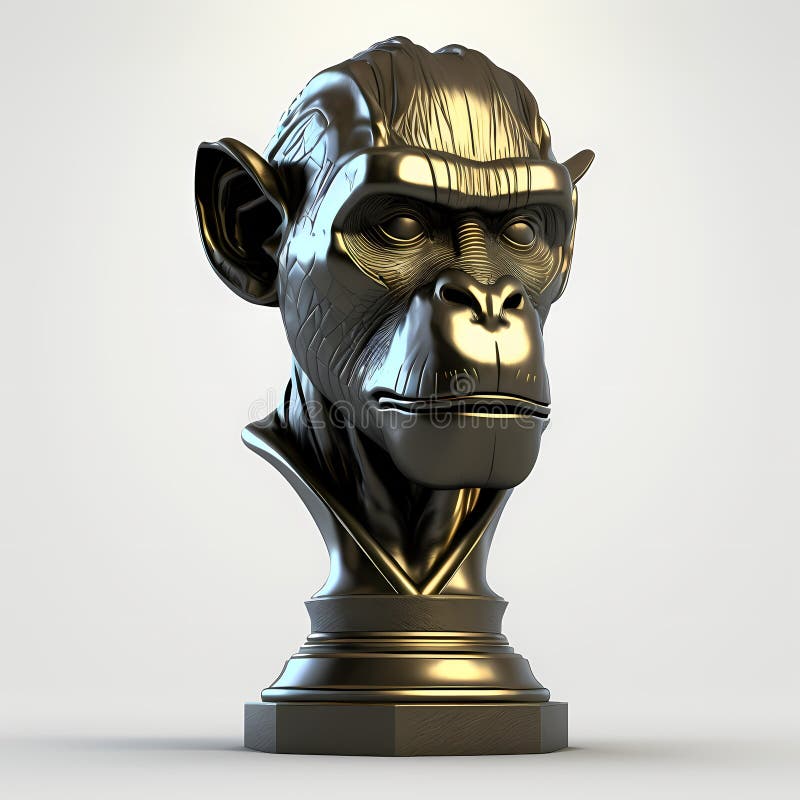 Monkey Head Trophy. Generative AI Stock Illustration - Illustration of ...