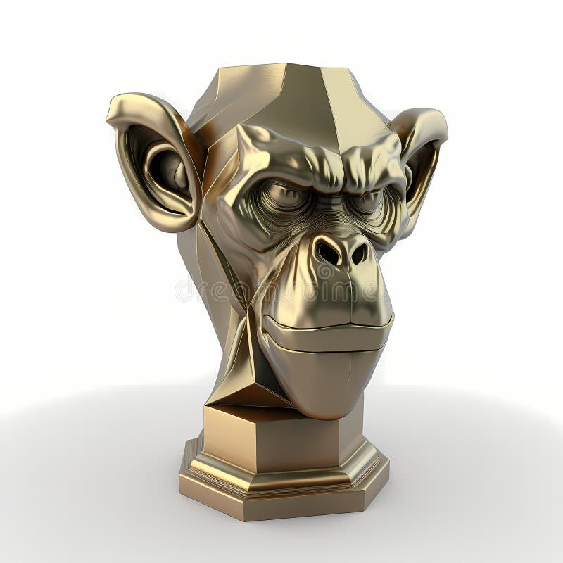 Monkey Head Trophy. Generative AI Stock Illustration - Illustration of ...