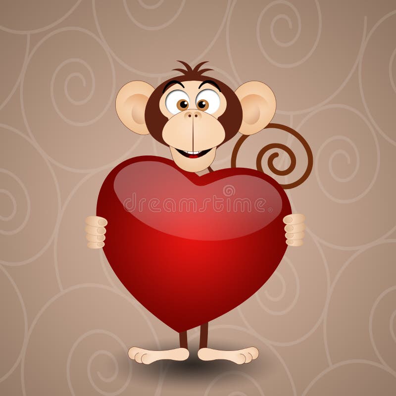 Monkey and heart stock vector. Illustration of napping - 40271192