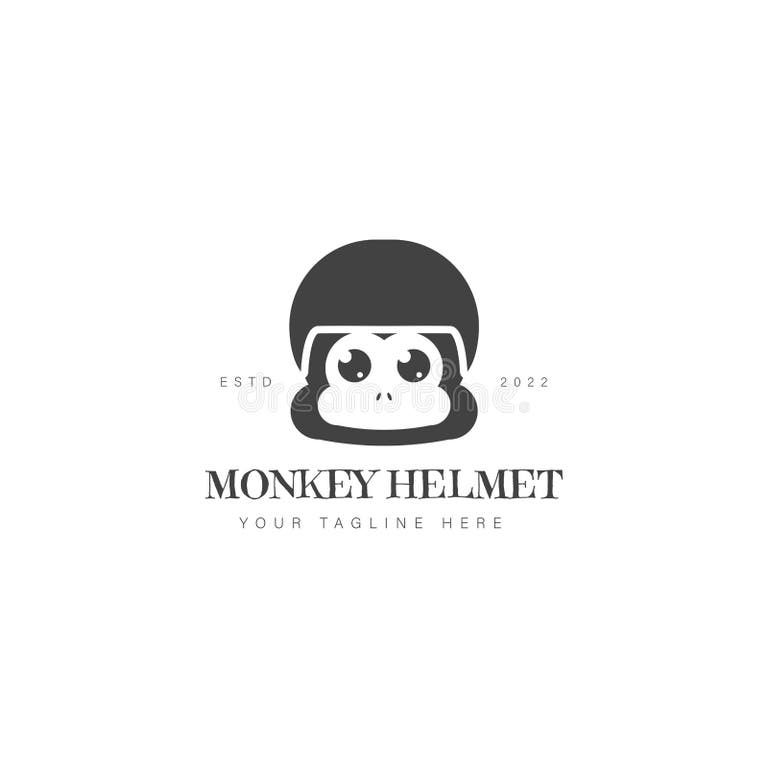 Monkey with Helmet Logo Design Icon Illustration Stock Vector ...