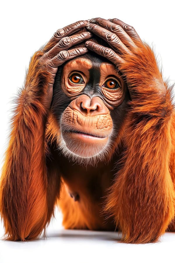 Curious Orangutan Hands Head Stock Photos - Free & Royalty-Free Stock ...