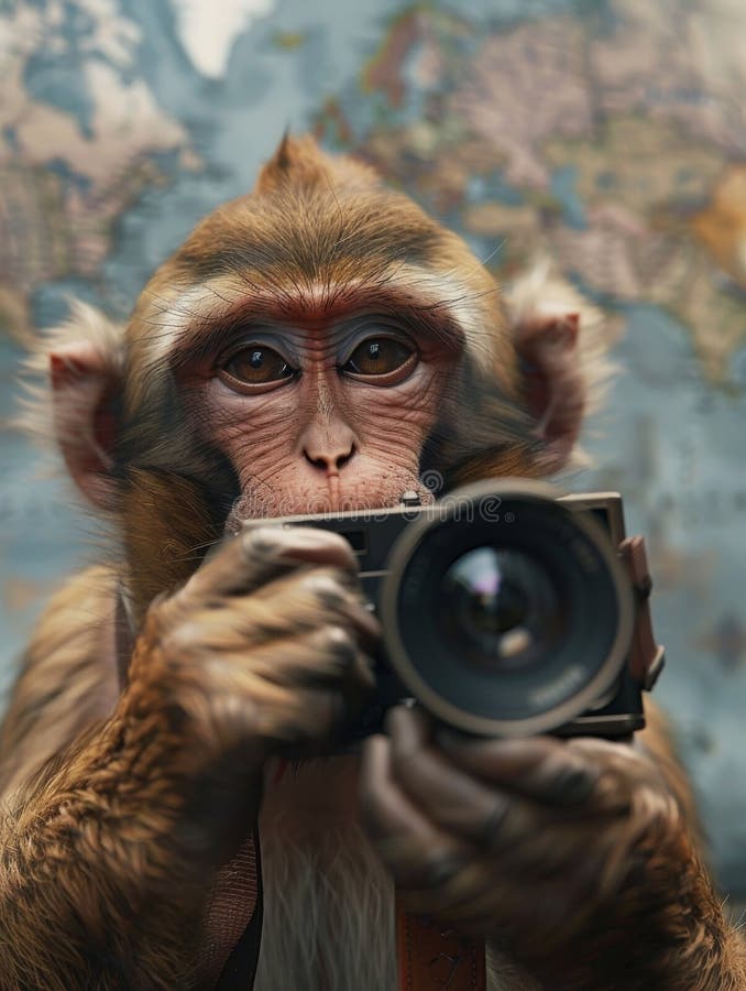 A Monkey is Holding a Camera and Looking at the Camera Stock Image ...