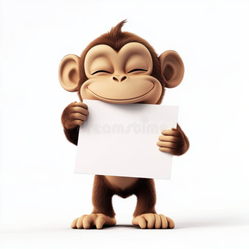 A Monkey is Holding a White Piece of Paper Stock Illustration ...