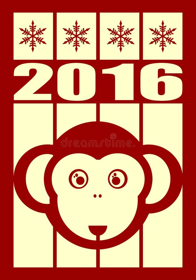 Monkey Icon on Barcode with Happy New Year Text Stock Vector ...