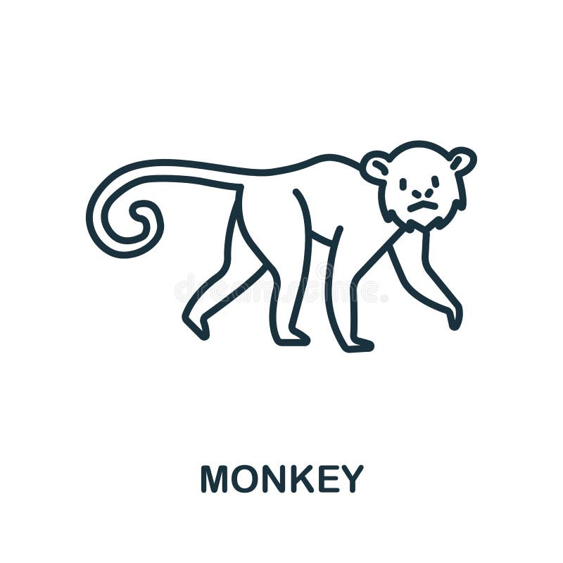 Monkey Animals Simple Line Drawing Stock Illustrations – 123 Monkey ...