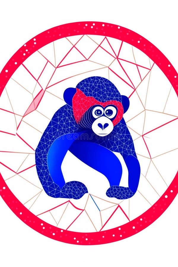 Monkey Illustration , Geometric Design on White Background Stock Image ...