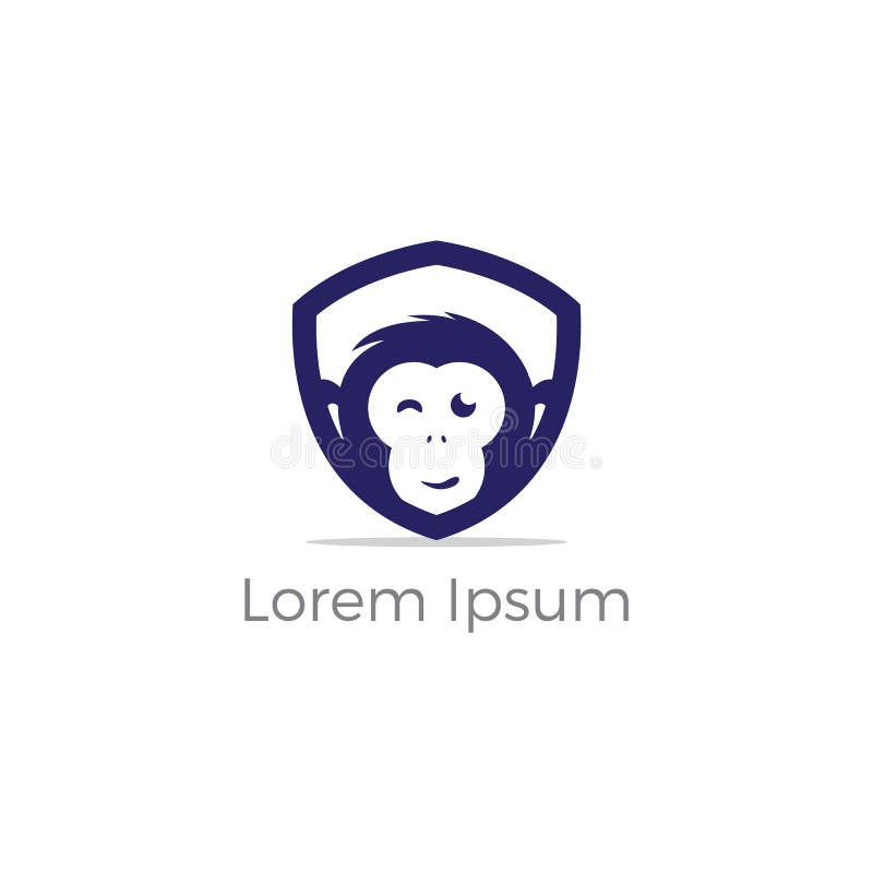 Monkey in Shield Logo Design, Monkey Vector Icon, Animal Illustration ...