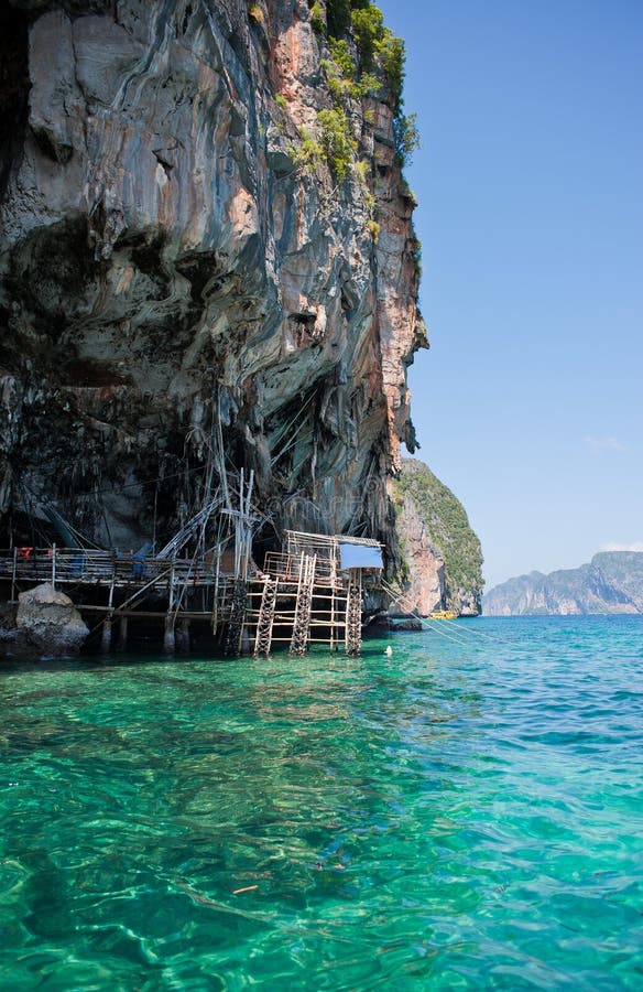 Monkey Island in Phi Phi Islands Stock Photo - Image of structure ...