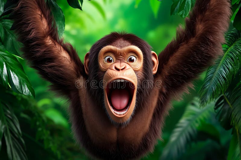 A Monkey Hanging from a Tree Branch with Its Mouth Open Stock Image ...