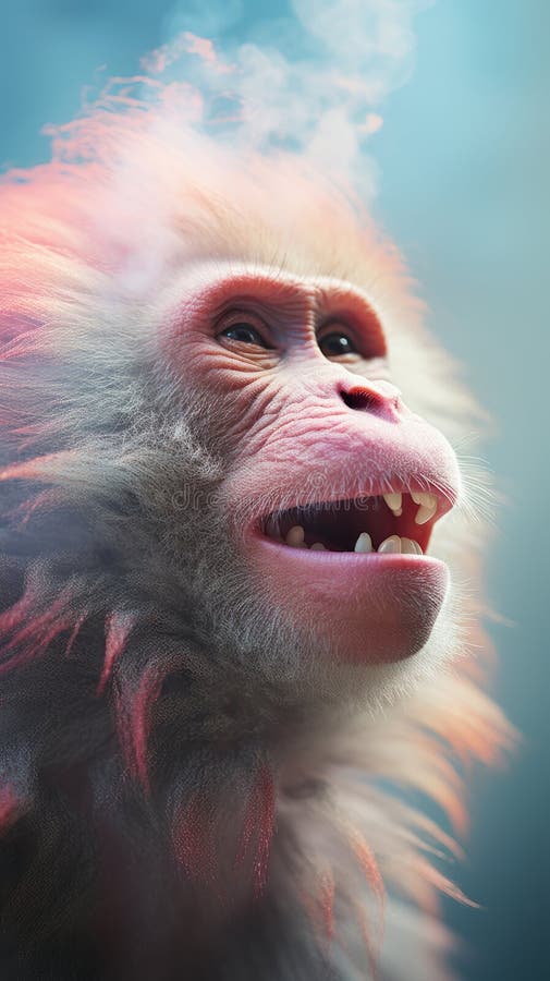 A Monkey with Its Mouth Open on a Colorful Background Stock Image ...
