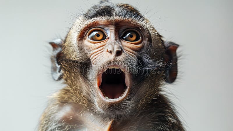 A Monkey with Its Mouth Wide Open and Eyes Wide Open Stock Image ...