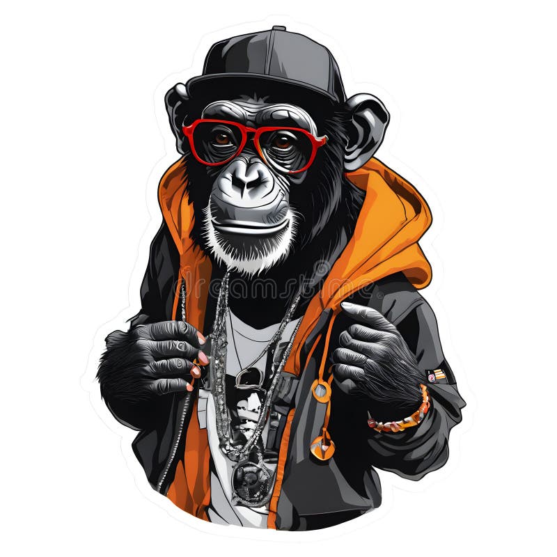 Monkey in a Jacket, Hat and Sunglasses Stock Illustration ...
