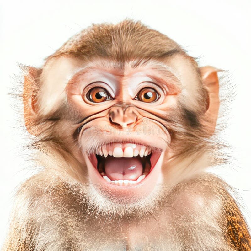 Monkey with a Joyful Expression Showing Its Teeth in an Indoor Setting ...