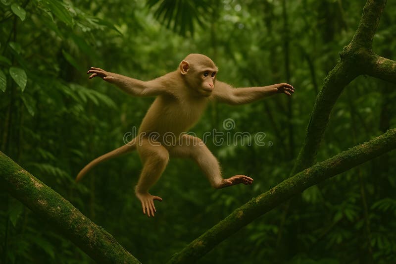 A Monkey Jumping from One Tree To the Other Stock Illustration ...