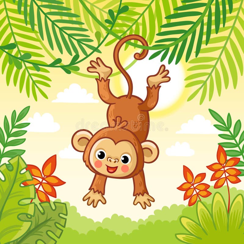 Cartoon jumping monkey stock vector. Illustration of monkey - 6477442