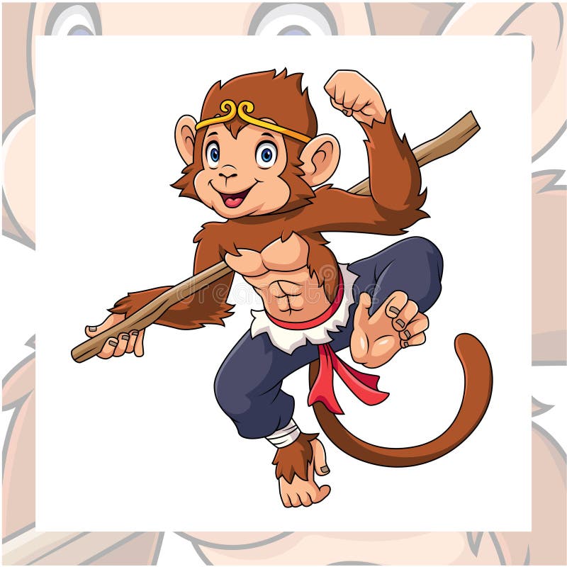 Monkey King Cartoon Mascot Character Design Stock Vector - Illustration ...
