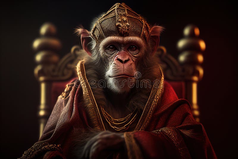 Monkey in Royal Robe and Crown on Throne. AI Generative Illustration ...