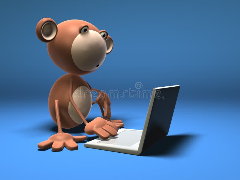 Monkey with a laptop stock illustration. Illustration of animal - 3093884