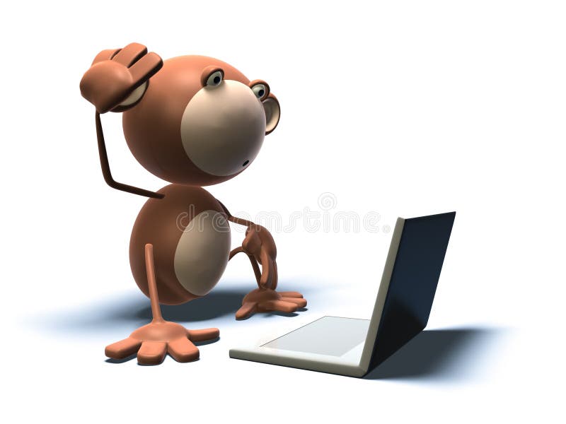Monkey with a laptop stock illustration. Illustration of monkeys - 3093889